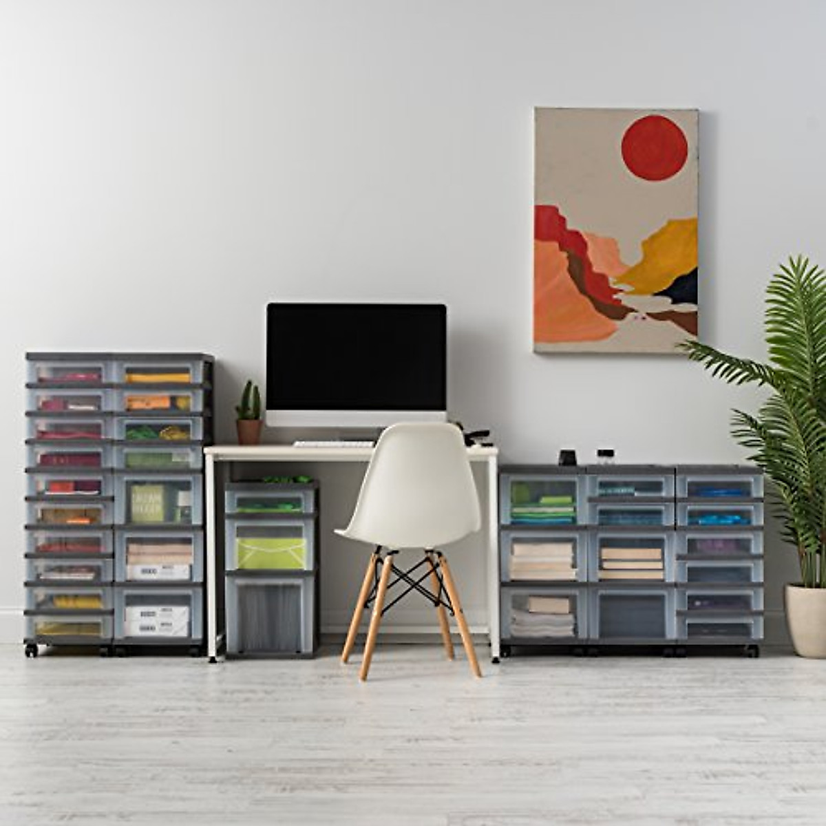 IRIS USA MC Plastic Storage, Rolling Cart with Organizer Top, 4 Drawer/GREY CLR, Gray