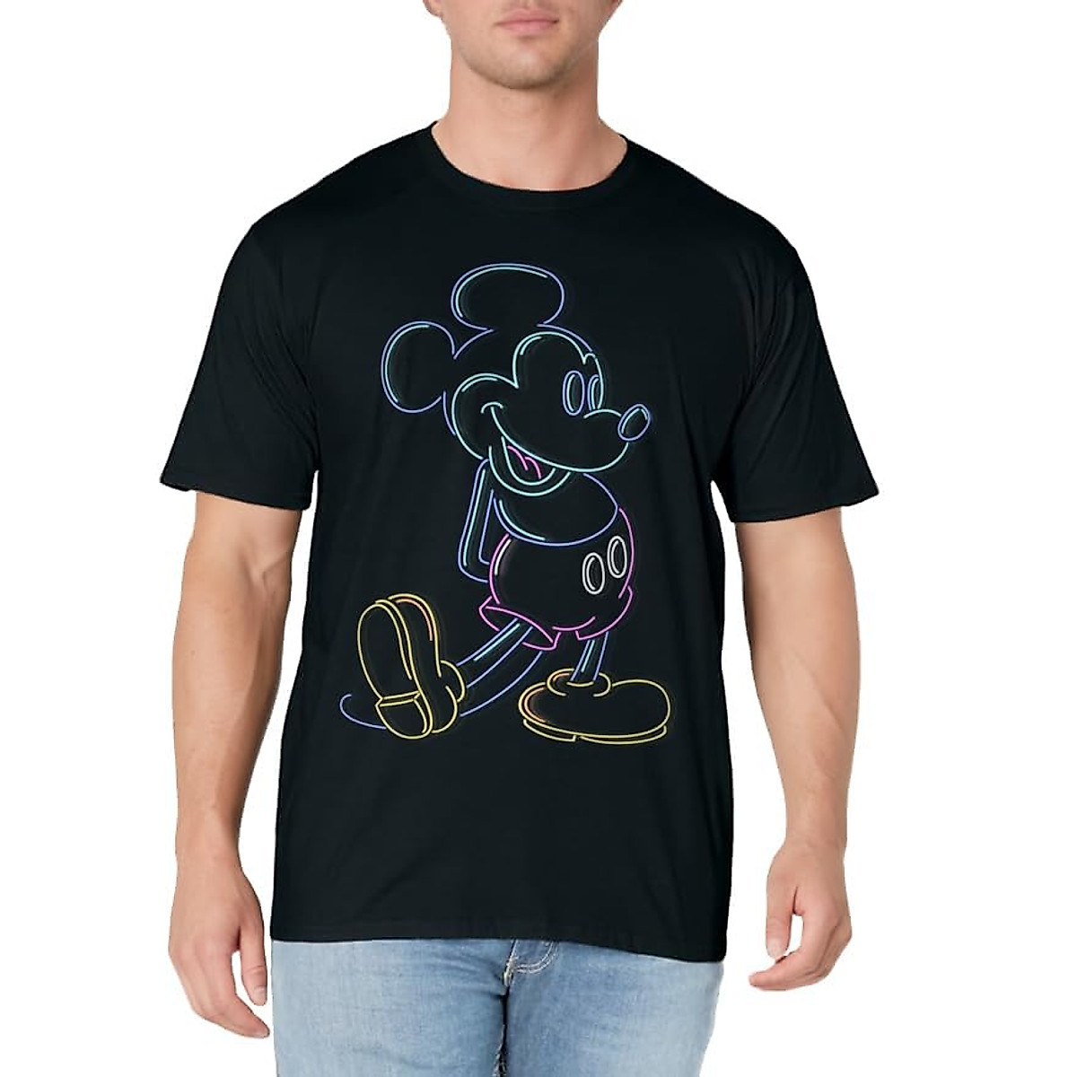 Disney Mickey And Friends Mickey Mouse Neon Line Portrait T-Shirt