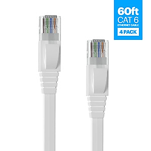 Amcrest CAT6E 4K-Rated Video POE Ethernet Cable 60ft Internet High Speed Network Cable for PoE Security IP Cameras, Smart TV, PS4, Xbox One, Router, Laptop, Computer, Home (4PACK-CAT6ECABLE60)