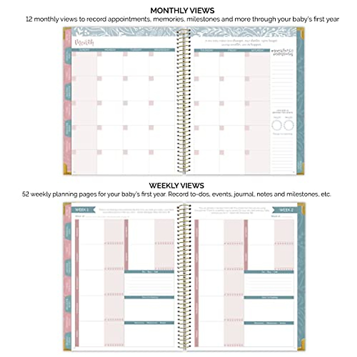 bloom daily planners New Pregnancy and Baby's First Year Calendar Planner & Keepsake Journal with Stickers - Hardcover Scrapbook Memory Book Organizer - (Undated) 8” x 10" - The Story of You