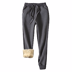 Yeokou Women's Warm Sherpa Lined Athletic Sweatpants Jogger Fleece Pants(X-Large, Grey)