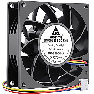 GDSTIME 80mm PWM Fan, High Speed 12V 4PIN 80mm x 25mm CPU Cooler Fan Cooling