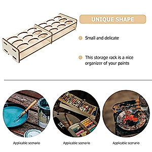 SEWACC Wooden Paint Rack Paint Rack Organizer with 18 Holes Diy Art Tools Storage Stand Pigment Bottle Storage Rack Craft Paint Holder Cabinet Organizer for Painting