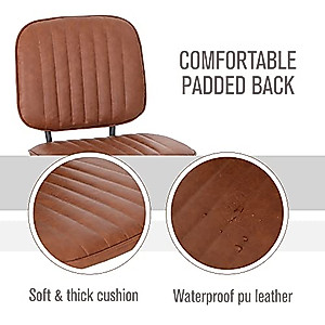 Sophia & William Bar Stools Set of 2 Counter Height Bar Stools with Back, Modern PU Leather Upholstered Indoor Outdoor Metal Bar Chairs for Kitchen Dining,300lbs,Brown