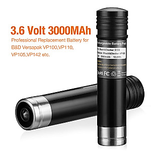 LORDONE 2Pack 3.6V 3000mAh Ni-Mh Replacement Batteries for Black and Decker Versapak Gold VP100 VP100C VP105 VP105C VP110 VP110C VP143 Vp142 Vp7240