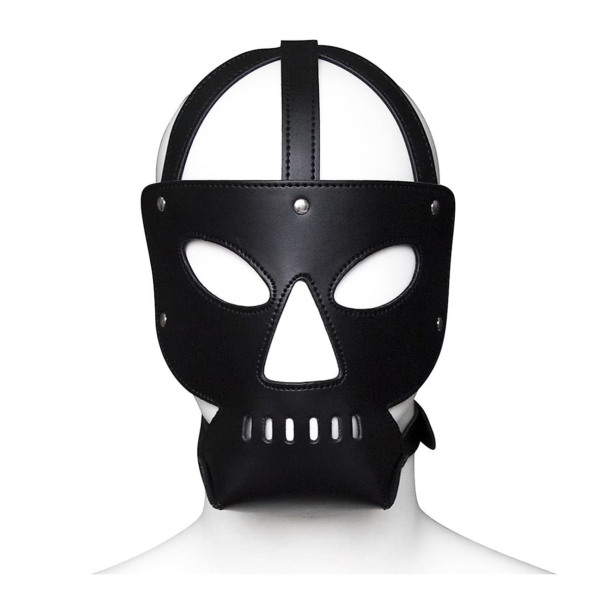 JCAKES Leather Head Masks Hollow Out Eyes Head Hood Cosplay Bar Stage Head Harness Masks Accessory