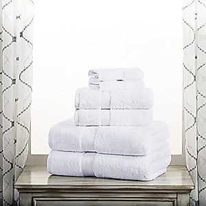 Superior Egyptian Cotton Pile 6 Piece Towel Set, Includes 2 Bath, 2 Hand, 2 Face Towels/Washcloths, Ultra Soft Luxury Towels, Thick Plush Essentials, Guest Bath, Spa, Hotel Bathroom, White