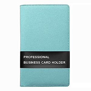 Sooez Leather Business Card Book Holder, Professional Business Cards Book Organizer PU Name Card Credit Cards Book Holder Booklet, 240 Card Capacity (Mint Green)
