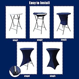 SUNTQ 4 Pack Spandex Table Covers, Cocktail Fitted Tablecloths, Round Highboy Stretch Table Cloths for Party, Wedding, Birthday, Banquet, Vendors,Bistro Table,White,32x43 Height