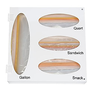 LandHope Acrylic Ziplock Bag Organizer White for Drawer, Non-Slip Bag Storage Organizer for Most Brands Of Gallon, Quart, Sandwich And Snack Kitchen Ziploc Storage Organizer Save Space Large Capacity