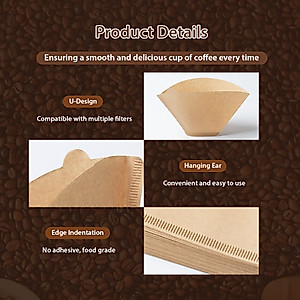 PakTalk 300 Count Cone Coffee Filters #4, Natural Brown Paper Cone Shaped Coffee Filters for Pour Over and Drip Coffee Maker (100 Count, Pack of 3)