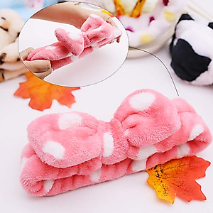 3 otters Spa Headband, 8 Pack Spa Headband for Washing Face Bow Hair Band Fluffy Makeup Headbands, Soft Coral Fleece Head Wraps to Facial Clean, Shower Washing