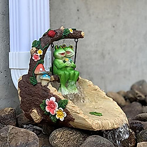 Outdoor Statue for Gutter Downspout Extension Decoration, Frog Couple Garden Statue & Sculpture Gutter Downspout Extender Guardian Accessory, Patio, Yard, Lawn Ornament Splash Block Decorative.