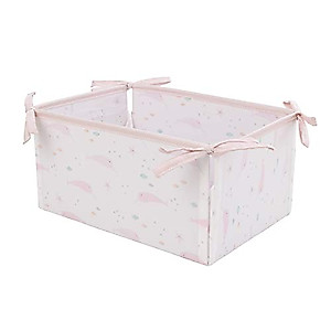 NoJo Under The Sea Whimsy Pink and Blue Whales and Narwhals 4 Piece Crib Bedding Set - Comforter, Fitted Crib Sheet, Dust Ruffle and Storage Bin