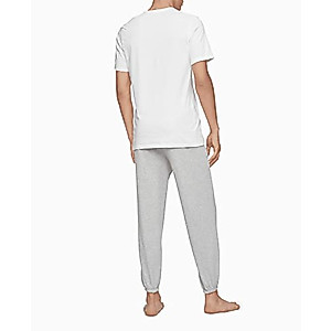 Calvin Klein mens 100% Cotton 3 Pack Short Sleeve Slim Fit V Neck, white - Large