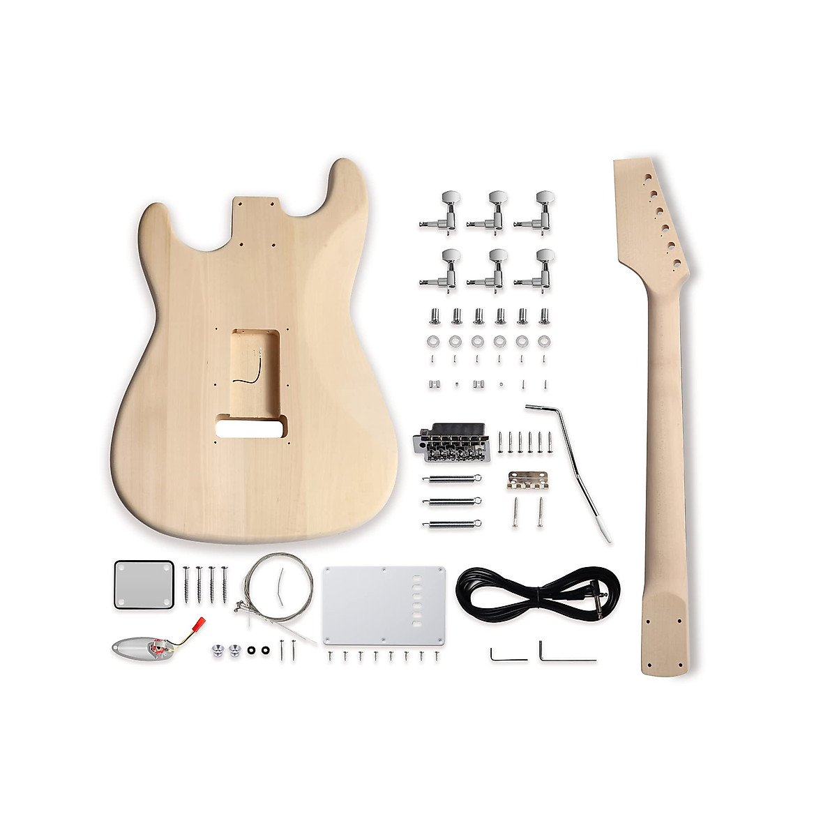Fistrock DIY Electric Guitar Kit Beginner Kits 6 String Right Handed with Basswood Body Maple Neck Poplar Laminated Fingerboard Build Your Own Guitar.