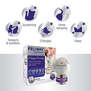 FELIWAY Optimum Diffuser & 30 Day Refill, The Best Solution to Ease cat Anxiety, cat Conflict and Stress in The Home, 48 ml (Pack of 1)
