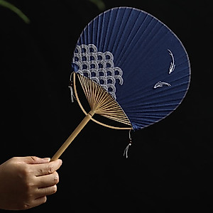 Cabilock and Fan Summer Round Fan Exquisite Circular Fan Japanese Round Fan Chinese Fan Japanese Style Fan Japanese Fan Dancing Fan Dancing Props Japanese Decor Fan Decorative Handle Fan