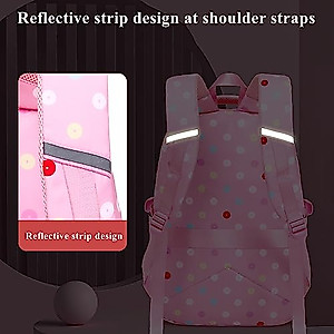 Armbq Polka-dot Print Backpacks for Girls with Lunch Box Teenage School Bookbag Set for Elementary Middle 3 Pieces Student Travel Bag