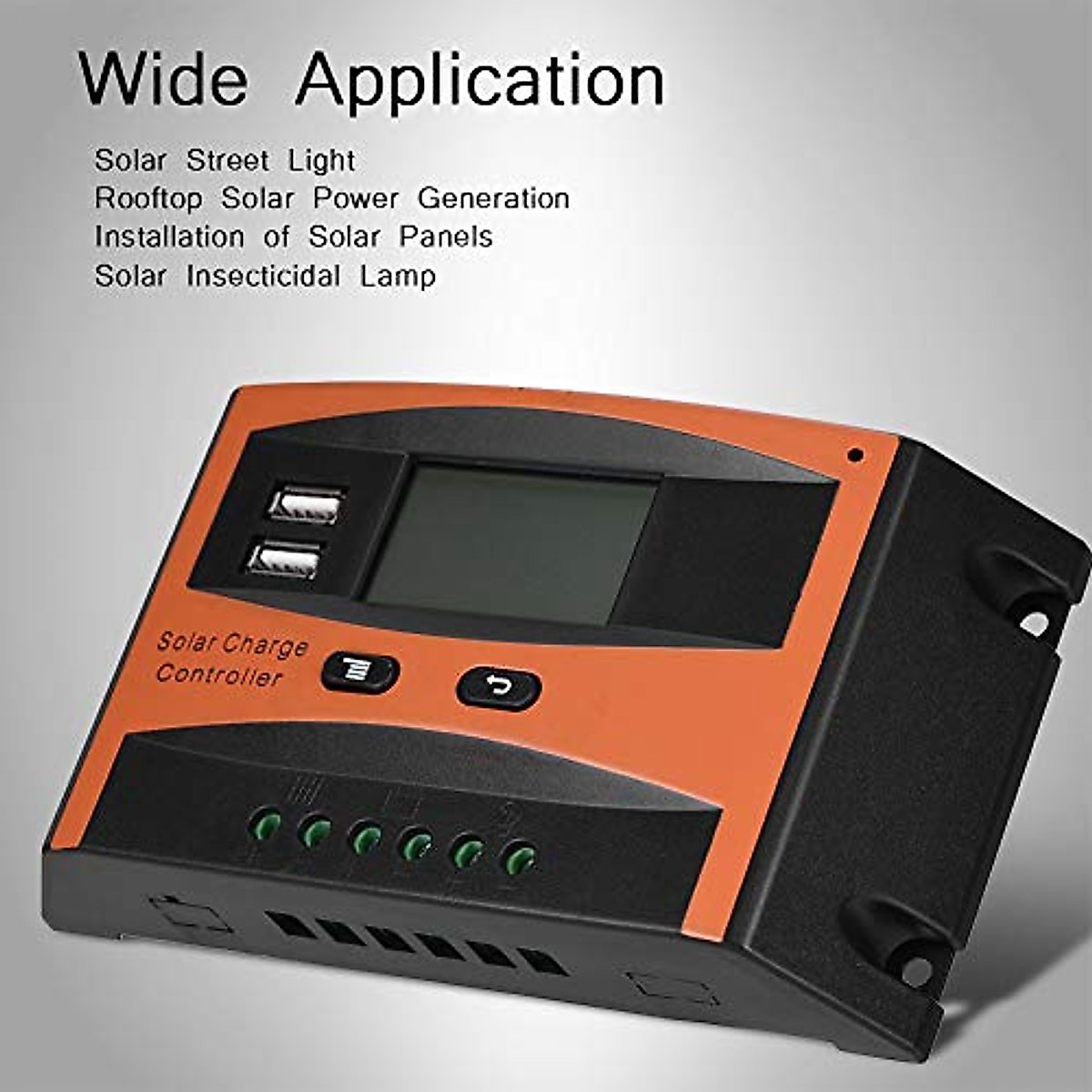 Solar Panel Controller, 30A 50V LCD Smart PWM Solar Panel Charge Controller with Dual USB IP32 Waterproof Solar Controller for Solar Green Light, Solar Light Billboards, etc.(30A)
