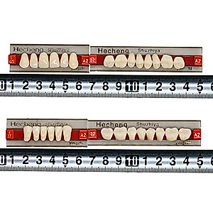 Angzhili 84 Pcs Dental Complete Acrylic Resin Denture False Teeth 3 Sets Synthetic Polymer Resin Denture Teeth 23 Shade A2 Upper + Lower Dental Materials