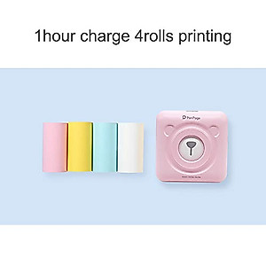prettDliJUN Mini Photo Printer Cute Bear Wireless Bluetooth SNS Facebook Instagram Photo Thermal Paper Pocket Label Printer Monochrome Pink