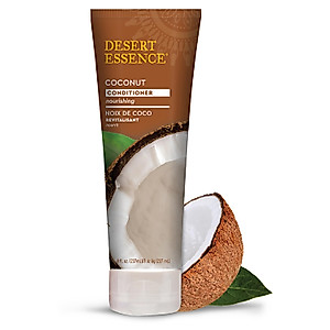 Desert Essence Coconut Conditioner - 8 fl oz - Nourishing for dry hair, smooth frizz and restore moisture and shine with Organic Coconut Oil, Shea Butter, and Sunflower Oil -
