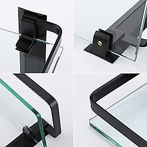 KES Bathroom Glass Shelf Extra 8 MM-Thick Tempered Glass Anodized Aluminum 2 Tier Rectangular Storage Organizer Wall Mount Black, A4126B-BK