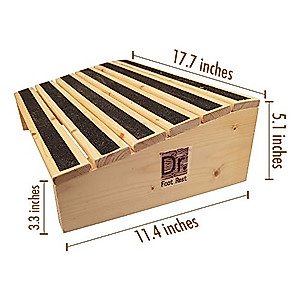 Dr. Foot Rest Wood Ergonomic Wood Foot Stool Under Desk Foot Rest with 17.7" Width for Office Home to Relieve Tendon Pains and Improve Blood Circulation