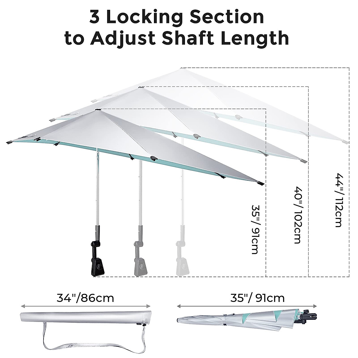 G4Free 2 Pack Height Adjustable Chair Umbrella with Universal Clamp for Beach Chair, Golf Cart, Wheelchair, Stroller, Wagon (Lake Blue & Deep Blue)