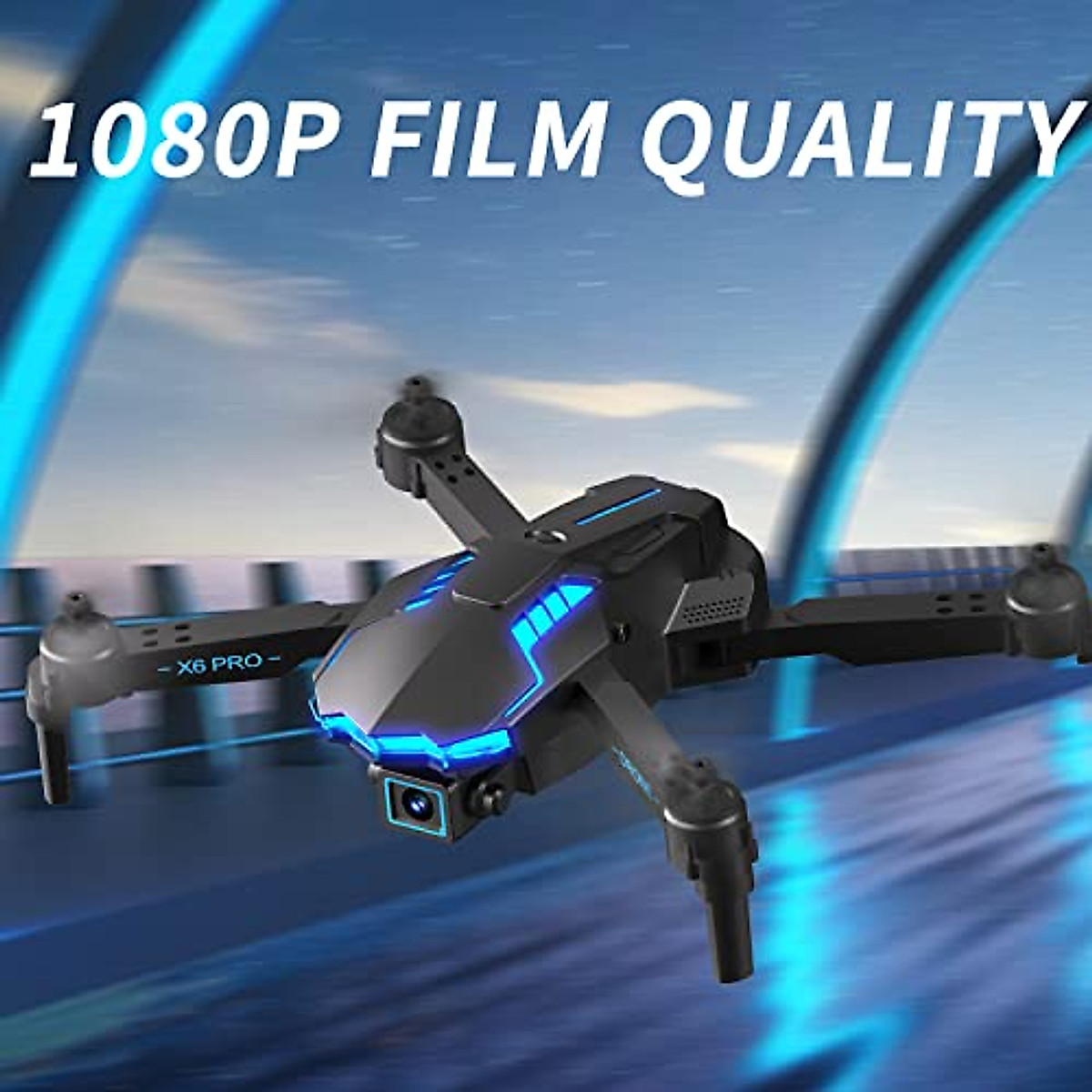 RiskOrb Drone with 1080P Dual Camera for Kids Beginners Adults,Optical Flow Positioning & Altitude Hold,Intelligent Obstacle Avoidance,Toys Gifts for Boys Girls ,One Key Start/Landing/Calibrate,360° Flips,X6 Pro FPV WiFi RC Quadcopter, 2 batteries