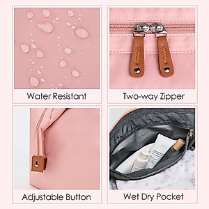 printe Mommy Tote Bag for Hospital, Large Capacity Diaper Bag for 2 Kids, Waterproof Hospital Bag for Labor and Delivery with Straps, Travel Baby Diaper Bag, Pink