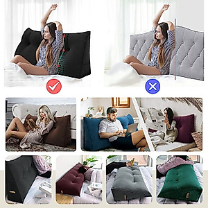 Large Triangular Reading Wedge Pillow, Bed Rest Headboard Cushion Headboard Pillow Bolster Cushion for Twin Full Queen King Daybed Bed Bunk Bed (Color : Black, Size : 31.5inch/80cm)