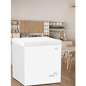 KRIB BLING 7.0 Cu.Ft Chest Freezer Compact Mini Deep Freezer with Top Open Door 7 Gears Temperature Control with Removable Storage Basket White