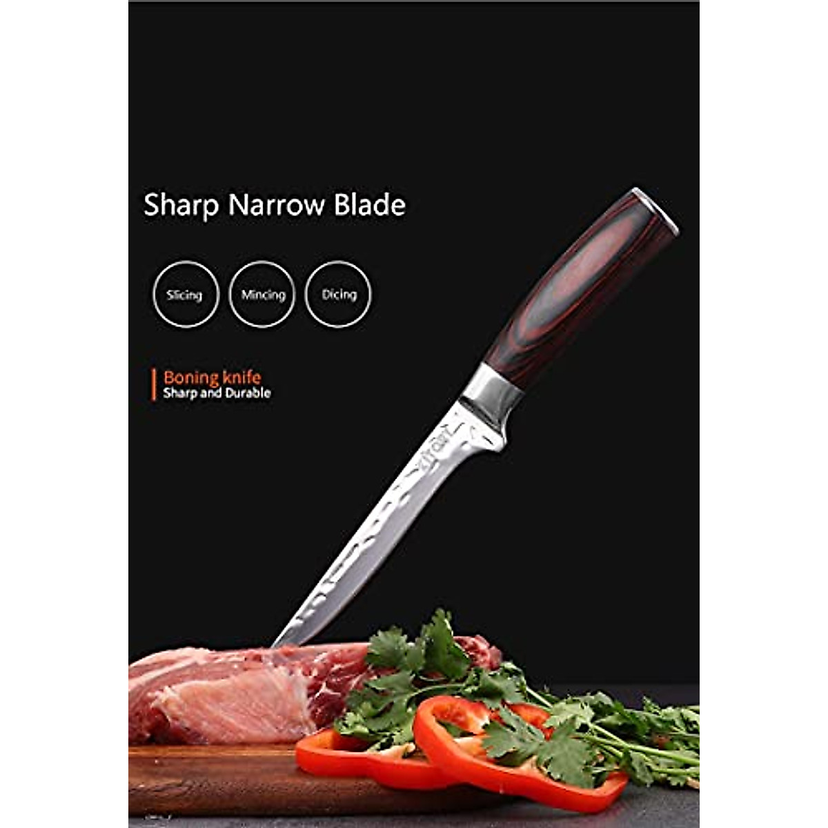 Kitory Boning Knife Forged Filleting Knife Razor sharp High-Carbon Stainless Steel Ergonomic Pakkawood Handle Professional Trimming Knife 7 INCH for Meat and Poultry