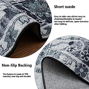 NEATIIP Washable Bohemian 8x10 Area Rug, Suitable for Bathroom for Bedroom Living Room Kitchen Outdoor The Boho Printed Area Rugs, Non-Slip Backing Washable Rug Grey2