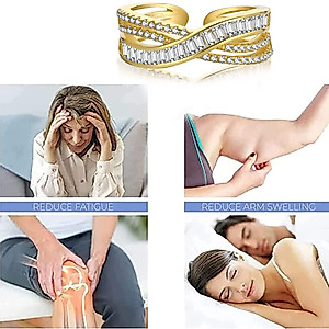 Moeva Twisty Ionic Ring, Cheap Rings for Women, Gold Plated Rings Women, Double Row Open Twist Knot Ring, Adjustable Zirconium Diamonds Open Ring, Womens Rings Size 7, Cross Ring Gold (Silver)