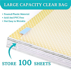 Caydo 20 Pieces Scrapbook Paper Storage Clear 12 x 12 Paper Storage Organizer with Tabs and Gusset Bottom for Holding Scrapbook Paper, Vinyl Paper, Paper, Cardstock