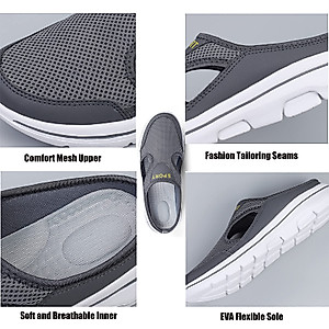 WENOREG Women’s Backless Mesh Hollow Out Slip-on Mules Sandals with Arch Support,Fashion Casual Comfort Knitted Air Cushion Outdoor Orthopedic Walking Sneakers (Pink,12,12)