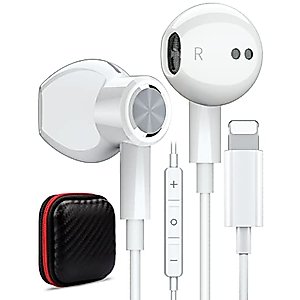 for Lightning Headphones Wired Earbuds for iPhone, MFi Certified Lightning Earphone Magnetic Headset HiFi Stereo with Microphone Volume Control for iPhone 14 Pro Max 13 12 Mini 11 10 X XR SE3 7 8 Plus