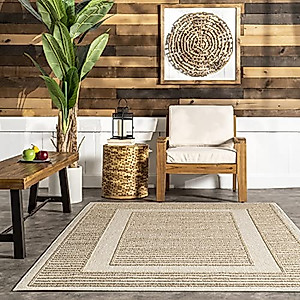 nuLOOM Rickie Solid Striped Indoor/Outdoor Area Rug, 8' x 10', Beige