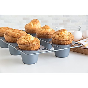 Fox Run Pop-Over Pan, 6 Cup, Grey