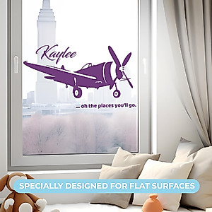Custom Name Transportation Theme - Airplane in The Sky for My Baby - Baby Boy/Girl - Wall Decal Nursery for Home Bedroom Children (AM) (Wide 40" x 22" Height)