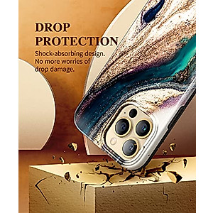 GVIEWIN for iPhone 13 Pro Max Case, Marble Soft TPU Shockproof Protective Case, Ultra Slim Thin Glossy Stylish Phone Cover, 6.7" 2021(Drift Sand/Brown)