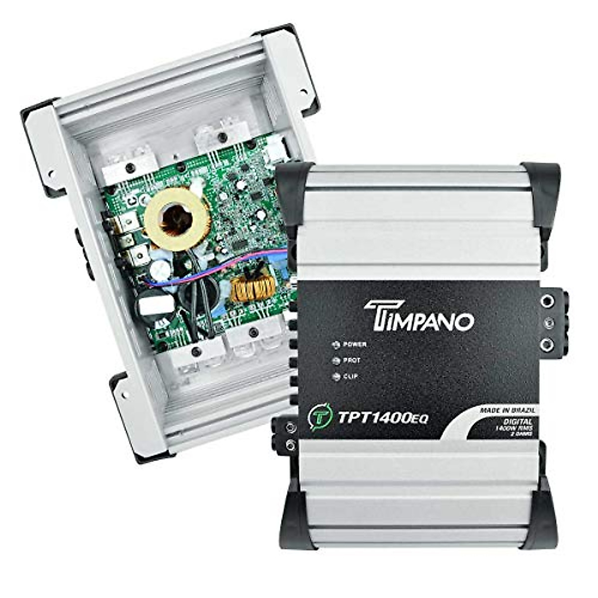 Timpano 1 Channel TPT1400EQ Compact Car Audio Amplifier - 1400 Watts at 2 Ohms - 12 Volts Full Range Class D Small Sized Monoblock Amp with Built-in Equalizer