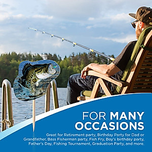 Havercamp 24 Count Bass Party Picks | Gone Fishin' Party Collection for Birthday, Retirement, Fishing Tournament