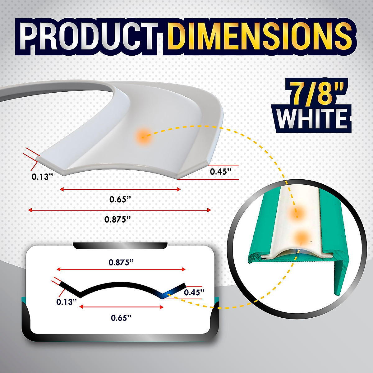 LATCH.IT RV Trim Molding Insert 7/8" (White) | 100’ RV Trim Molding Exterior | UV-Resistant Vinyl RV Corner Molding | Durable RV Molding Insert | Protect RV Exterior w/Vinyl RV Trim