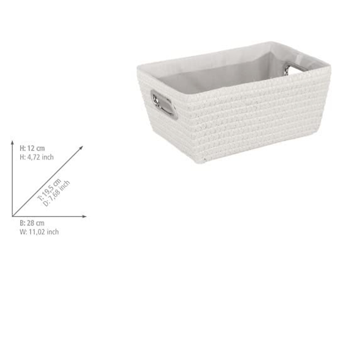 WENKO Storage Chromo White-Bathroom Basket, 28 x 19.5 x 12 cm