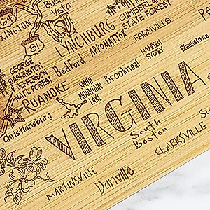 Totally Bamboo Destination Virginia State Shaped Serving and Cutting Board, Includes Hang Tie for Wall Display