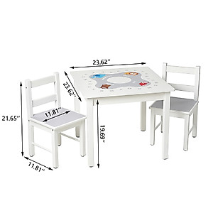 Woodenland Kids Table and Chairs Set, Wooden Toddler Table and 2 Chairs Set, Kid's Furniture for Girls Boys, Sturdy Wooden Table for Bedroom Playroom, Gift for Halloween and Christmas